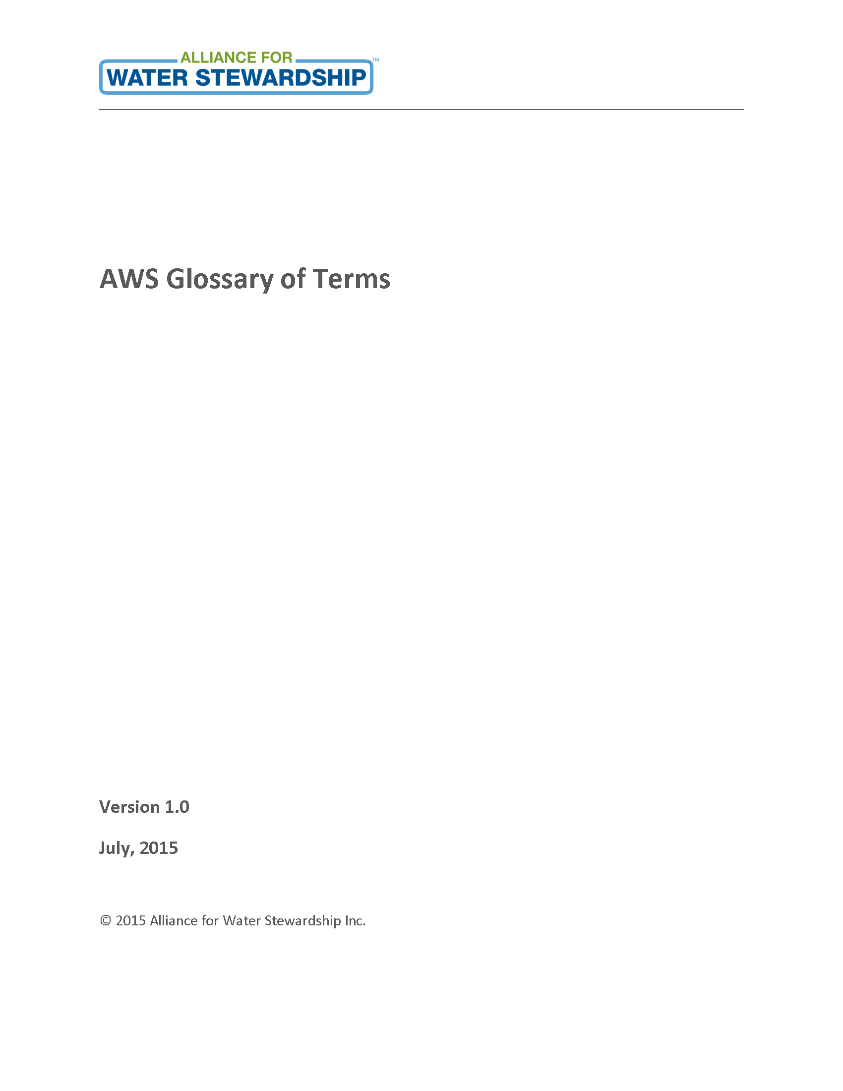 AWS Glossary of Terms | Resource | Alliance for Water Stewardship