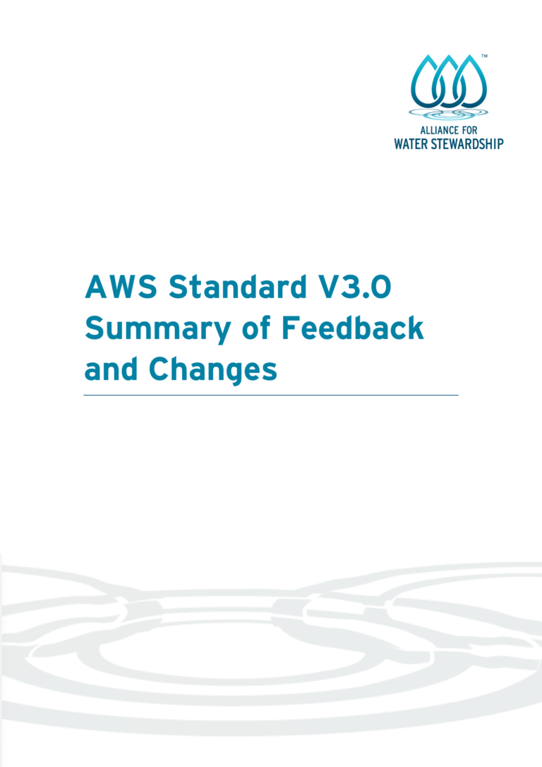 AWS Standard V3.0 Summary of Feedback and Changes | Resource | Alliance for Water Stewardship